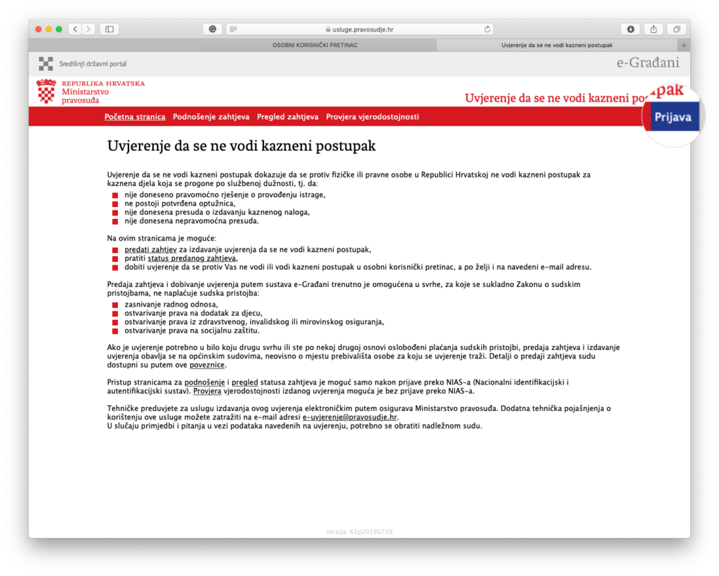 Kako do potvrde o nekažnjavanju preko interneta