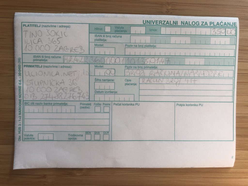 Kako pravilno ispuniti uplatnicu